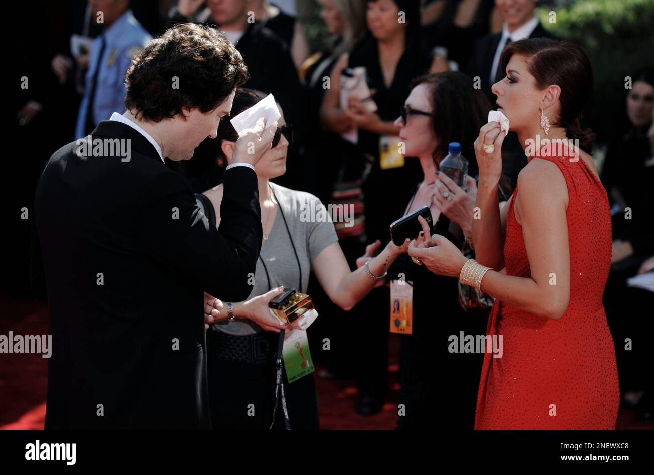Actress Debra Messing, right, and her husband Daniel Zelman arrive at ...