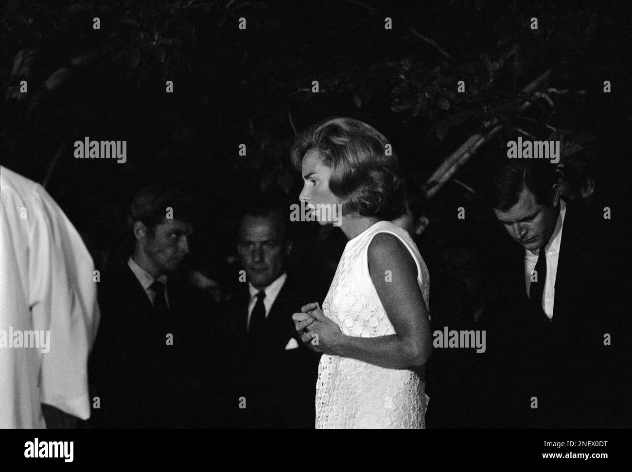 Ethel Kennedy widow of Robert Kennedy, folds her hands in prayer during ...