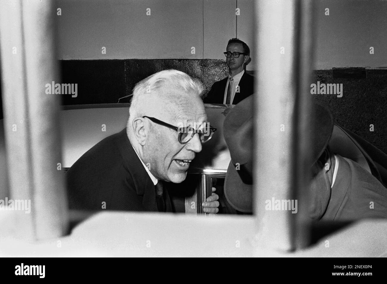 U.S. Supreme Court Chief Justice Earl Warren is shown at the motor ramp ...