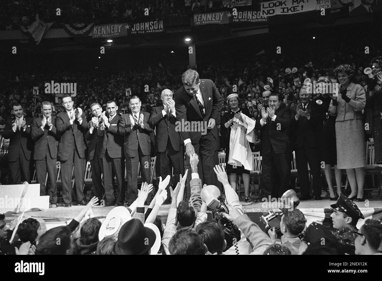Sen. John F. Kennedy responds to roaring throng in his final bid for ...