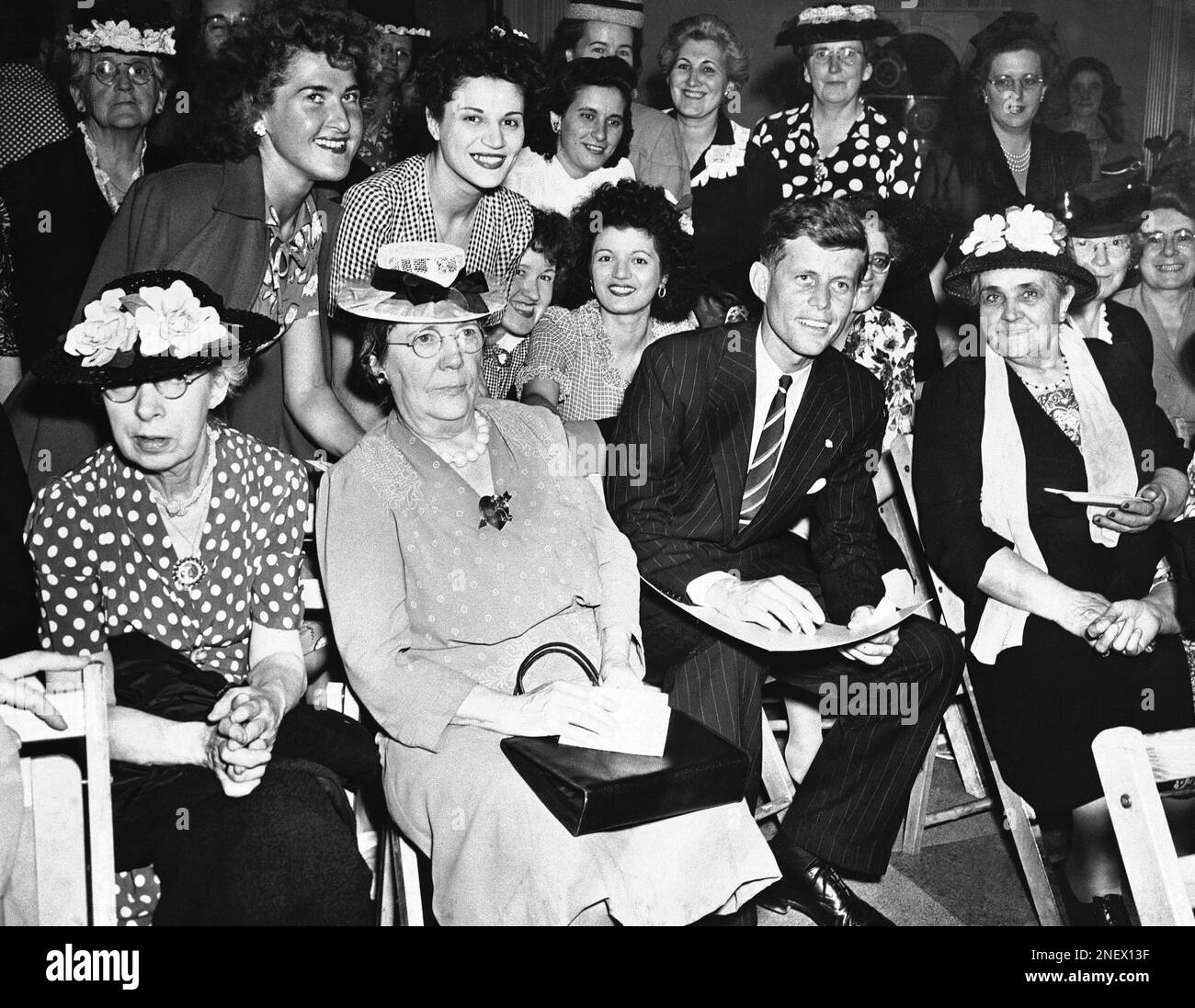 John F. Kennedy surrounded by women voters during his first campaign ...