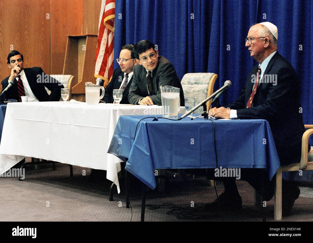 Republican candidate for U.S. Congress, Mark Sharpe, left, listens as ...