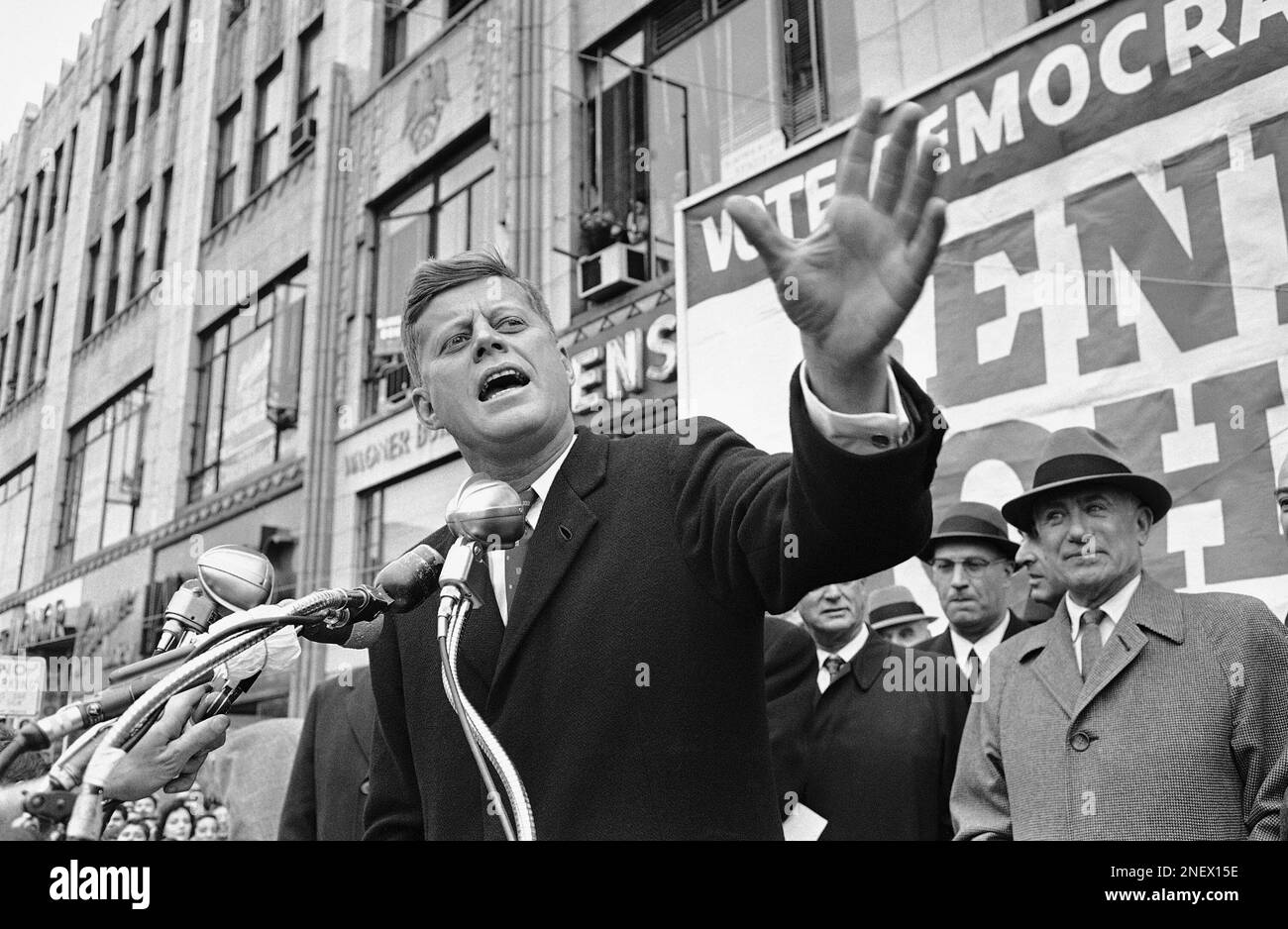 Sen. John F. Kennedy addresses a crowd at Fordham Road and Grand ...