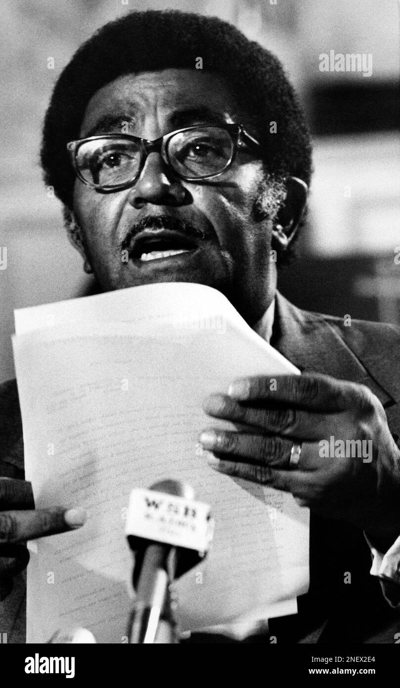 Dr. J. E. Lowery, chairman of the board of SCLC at a news conference ...