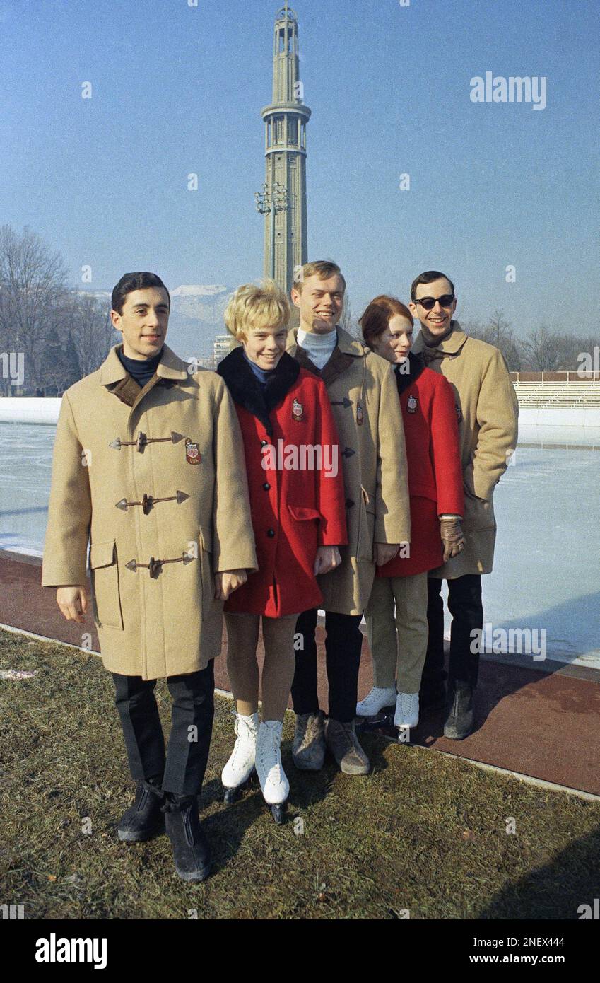 U.S. Olympic figure skaters are shown in Grenoble, France, Feb. 1968 ...