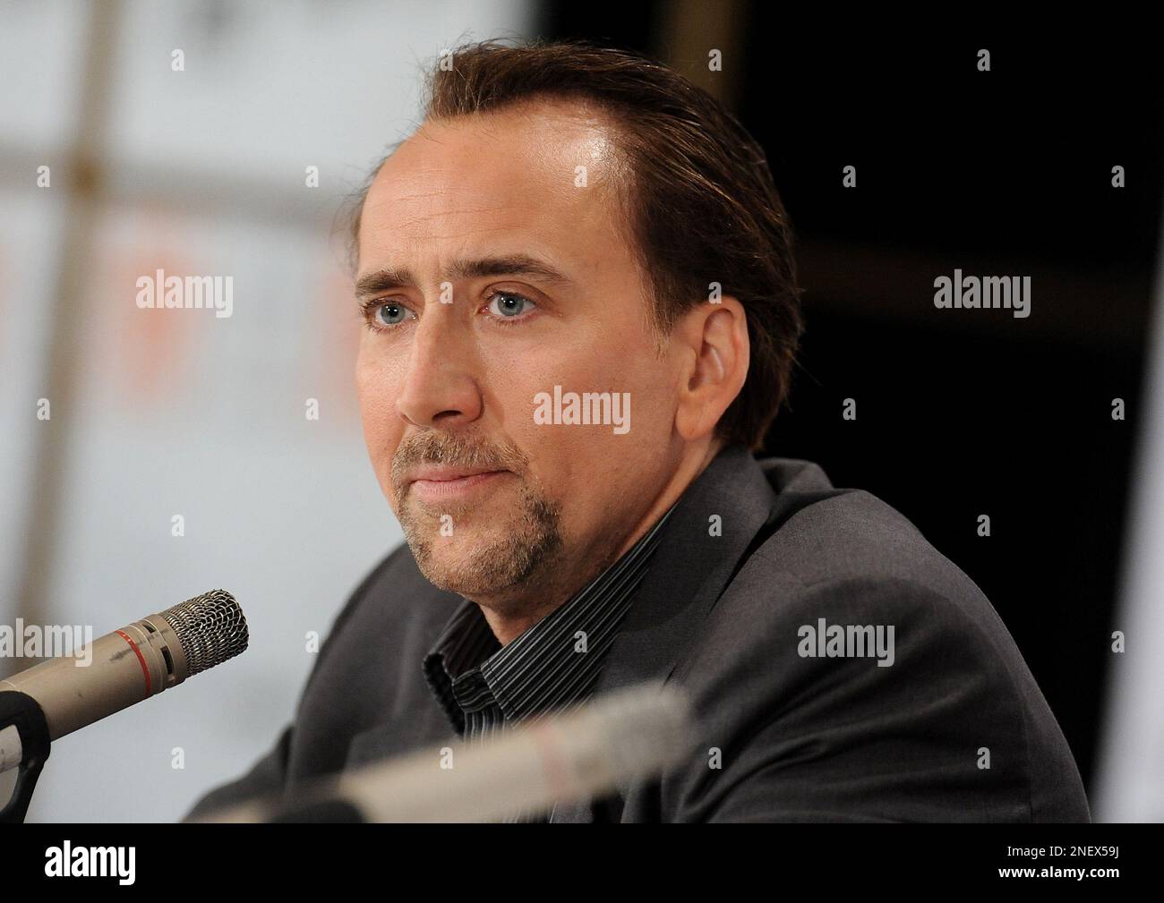 Actor Nicolas Cage participates in the press conference for ' Bad ...