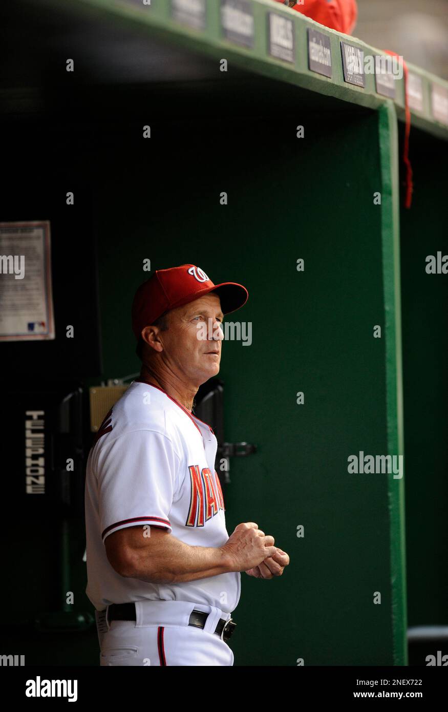 Washington Nationals manager Jim Riggleman in the dugout before a ...