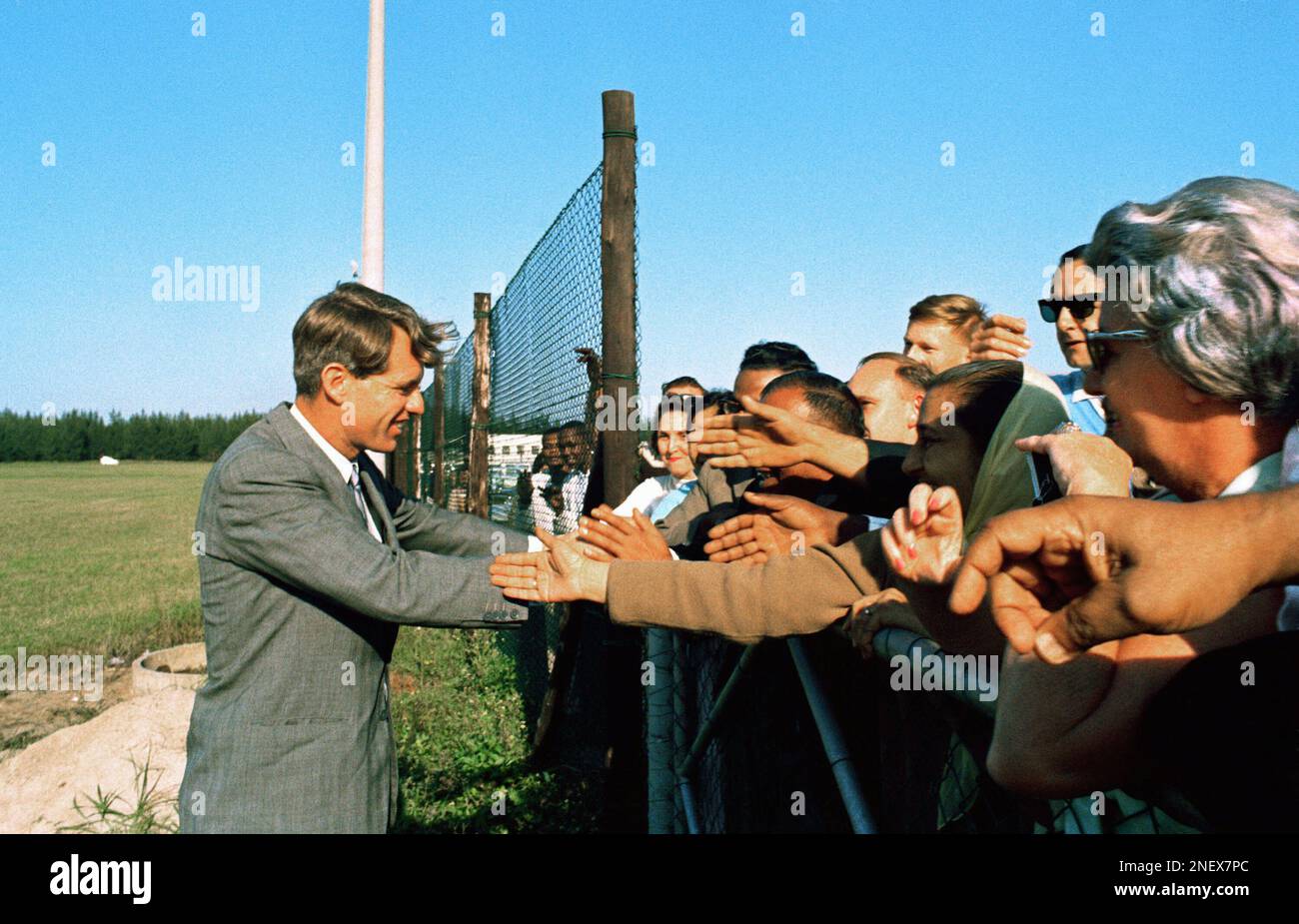 Sen. Robert F. Kennedy is shown being greeted in southern Tanzania ...