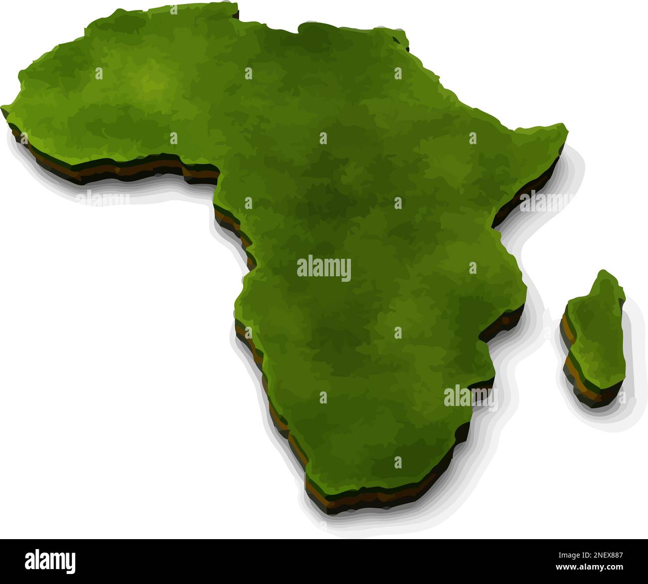 Realistic green land of Africa map with 3D style Stock Vector Image ...
