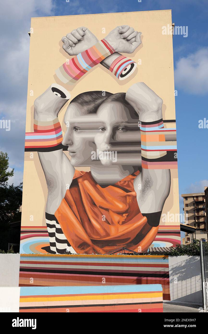 Palermo, Italy. 16th Feb, 2023. in the photo the murals of the Sperone ...