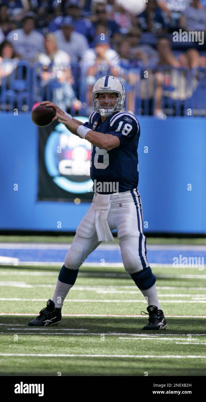 Indianapolis Colts quarterback Peyton Manning (18) in an NFL football ...