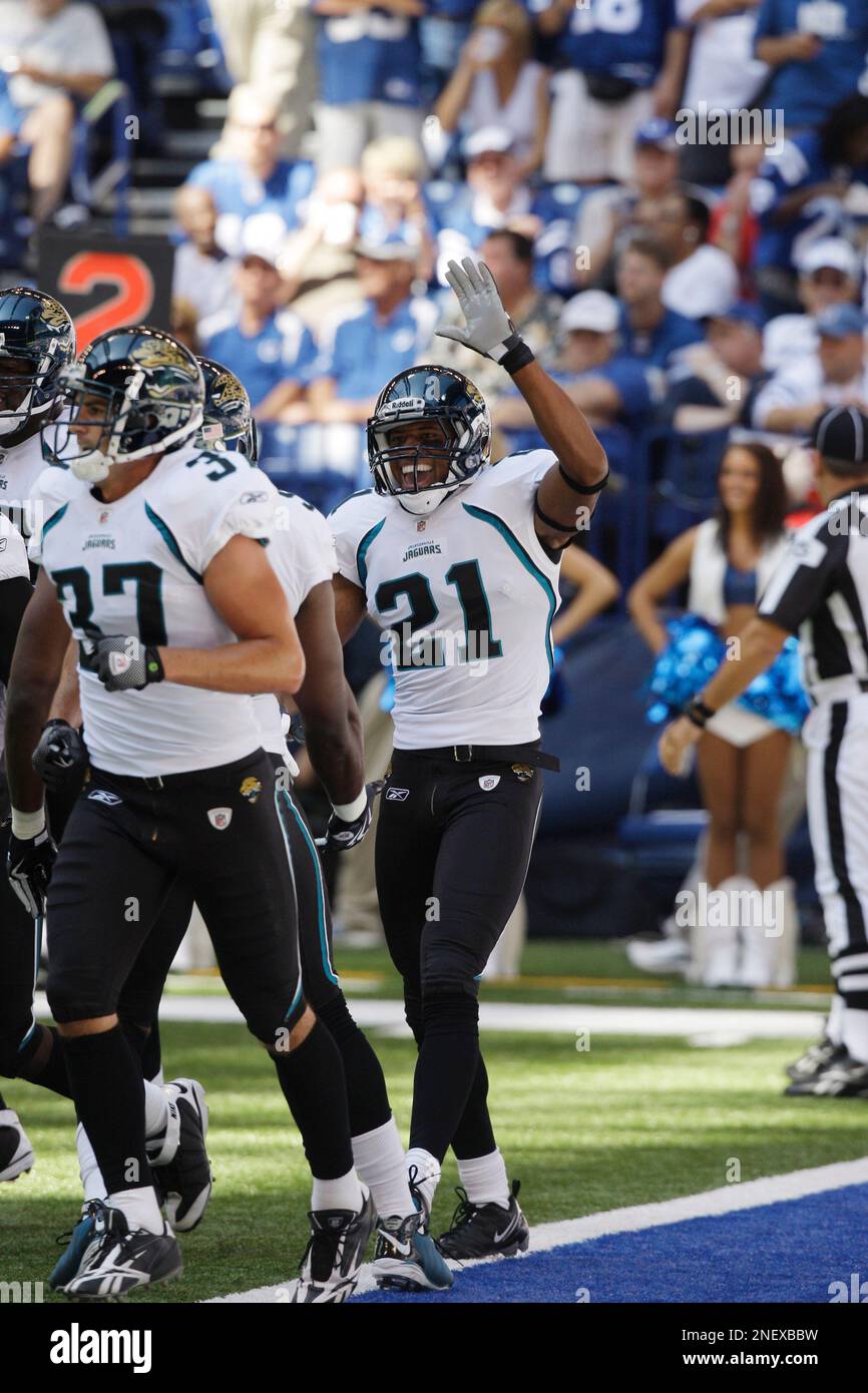 Jacksonville Jaguars cornerback Derek Cox celebrates and interception ...