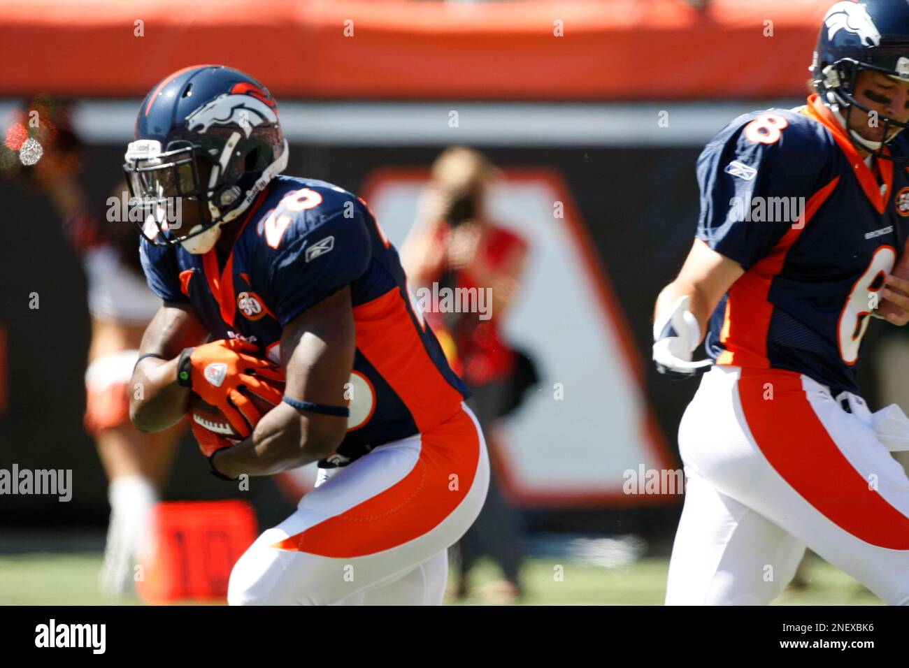 Denver Broncos running back Correll Buckhalter (28) an NFL football ...