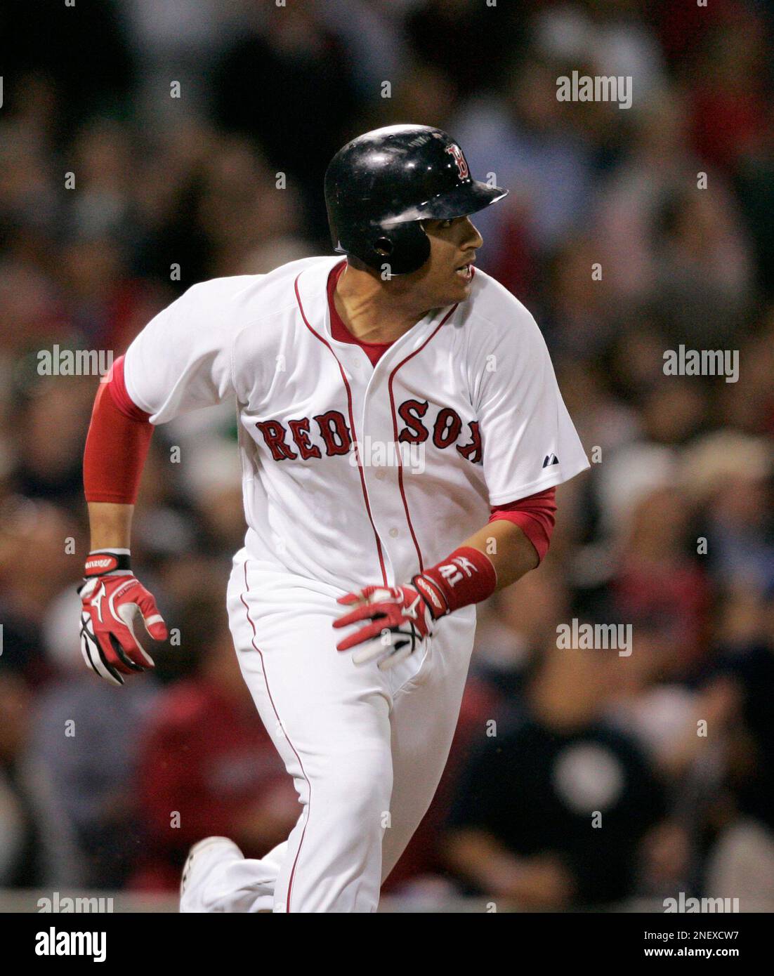 Boston Red Sox's Victor Martinez watches the flight of his three-run ...