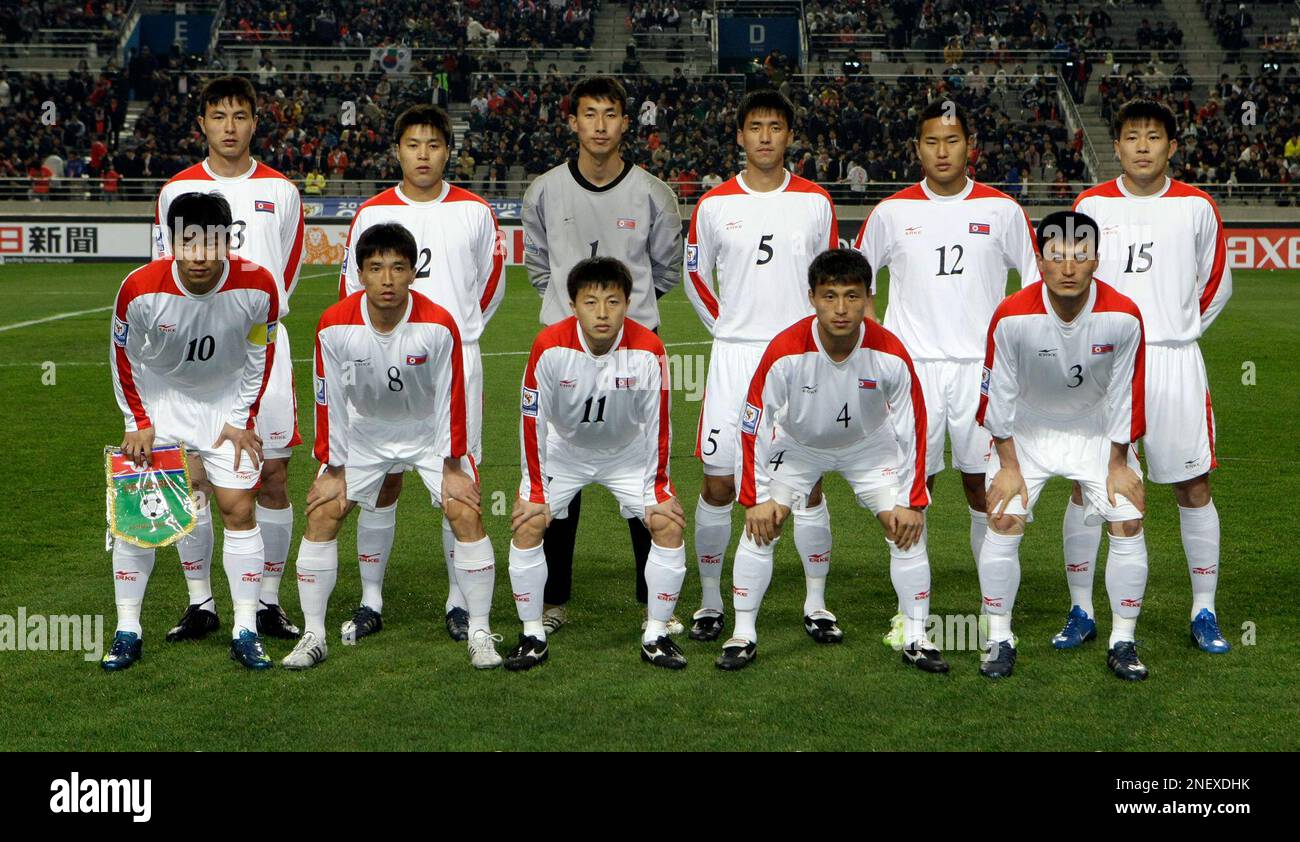 North Korean national soccer team players back row from left to right ...