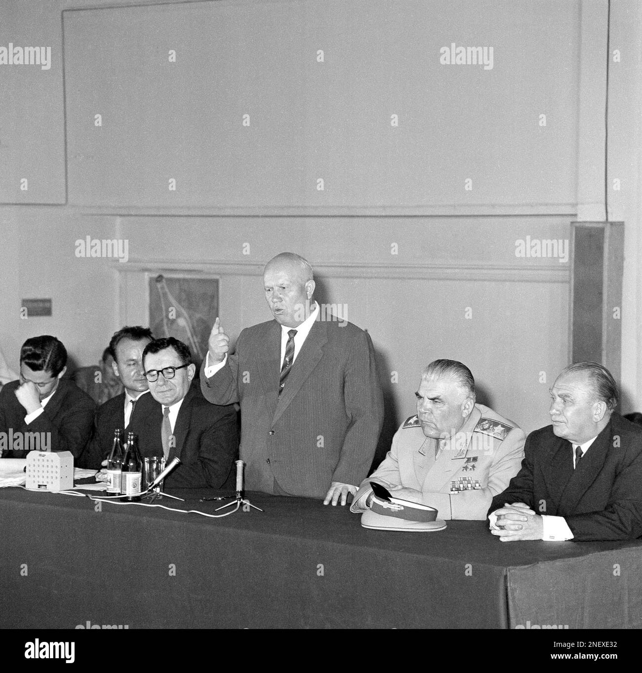 Soviet Premier Nikita Khrushchev pulled out all the stops at his press ...