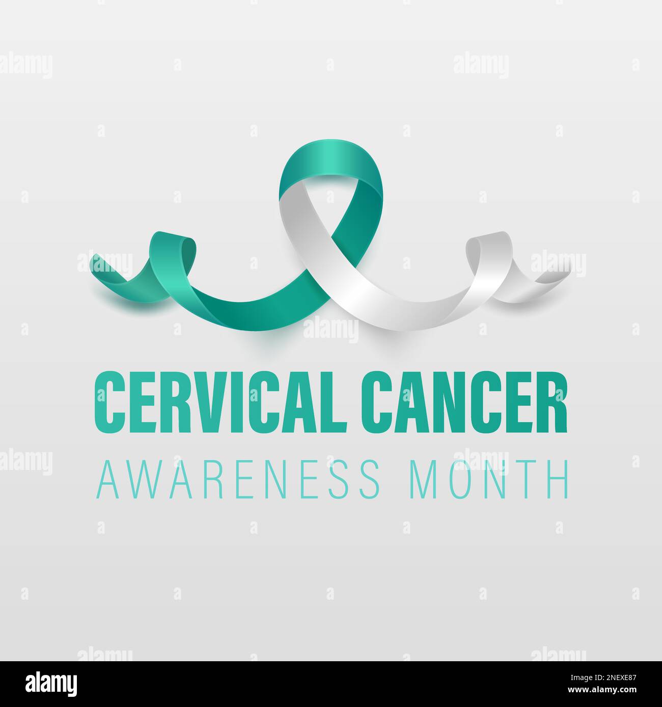 Cervical Cancer Banner, Card, Placard with Vector 3d Realistic Teal and ...