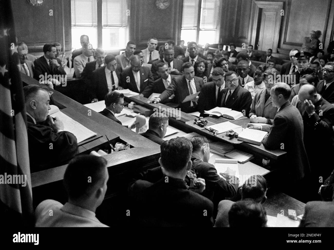 City Judge Beverly Boushe, left, listens to proceedings in the trial of ...