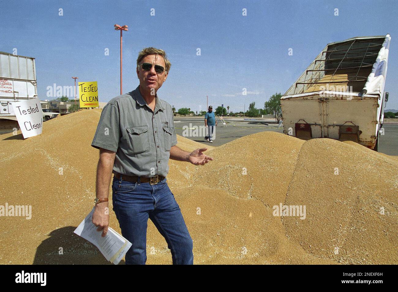 Larry Hull, a Palo Verde Valley wheat grower, speaks to the media in ...