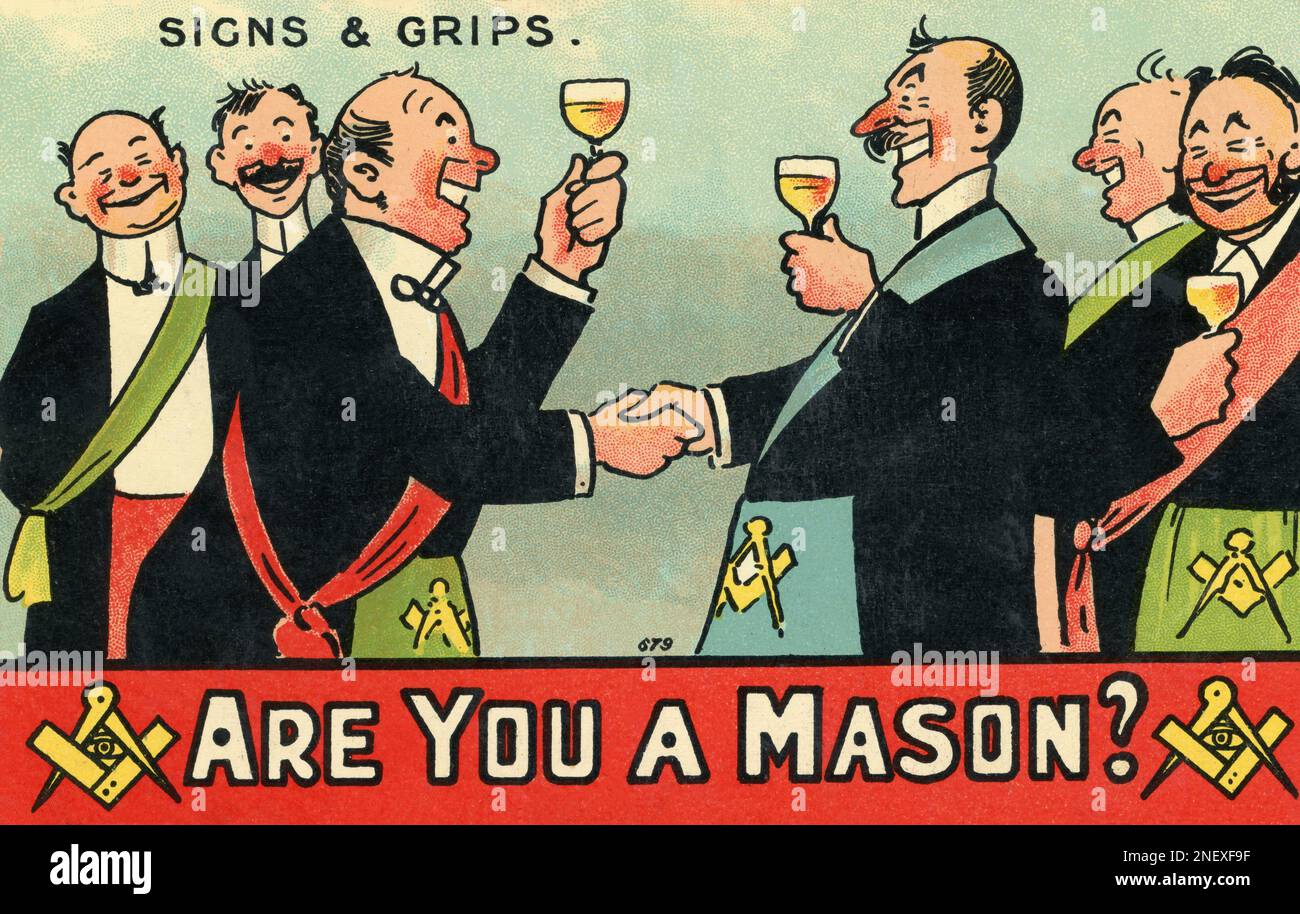 Masonic Postcard. Are you a Mason? Signs & Grips Stock Photo - Alamy
