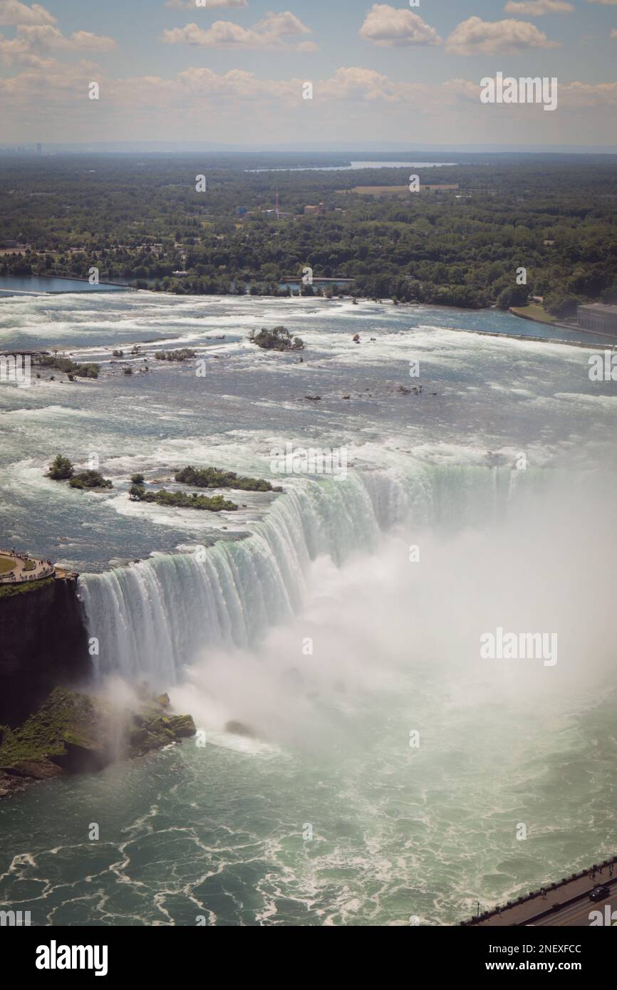Border between Canada and the US. Niagara falls and Rainbow Bridge ...