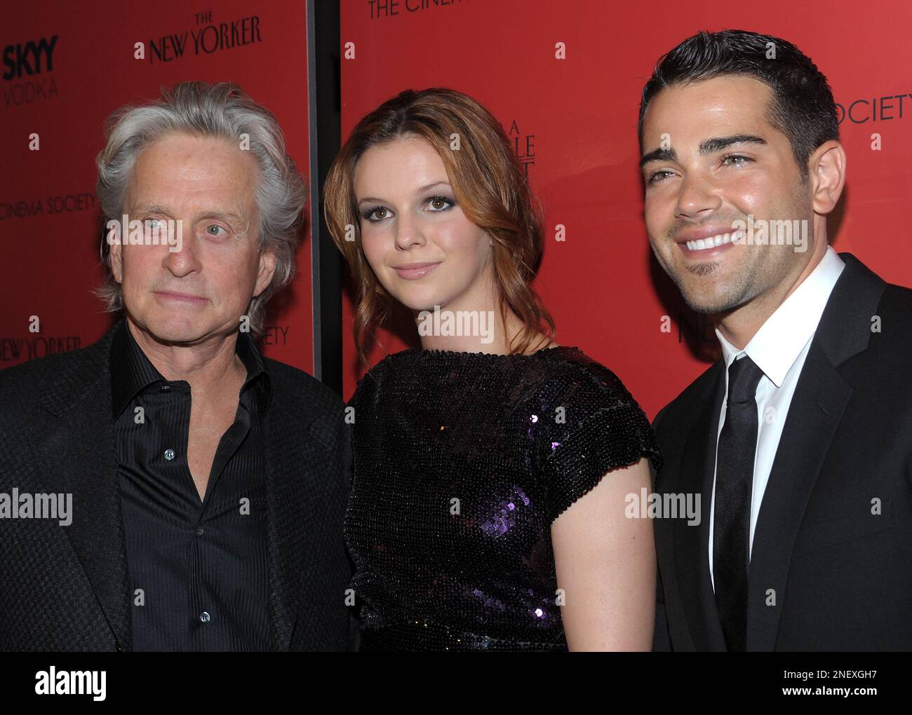 From left, actors Michael Douglas, Amber Tamblyn and Jesse Metcalfe ...