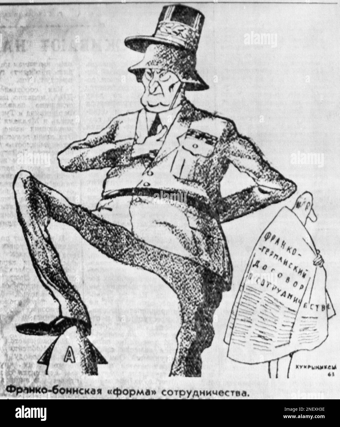 As soviets view French-German talks this cartoon in editions of Pravda ...