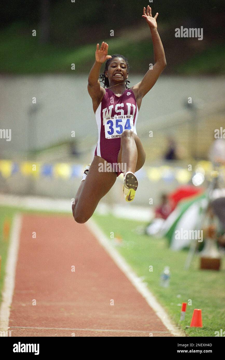 Washington State University freshman Francesca Green leaps in the women ...