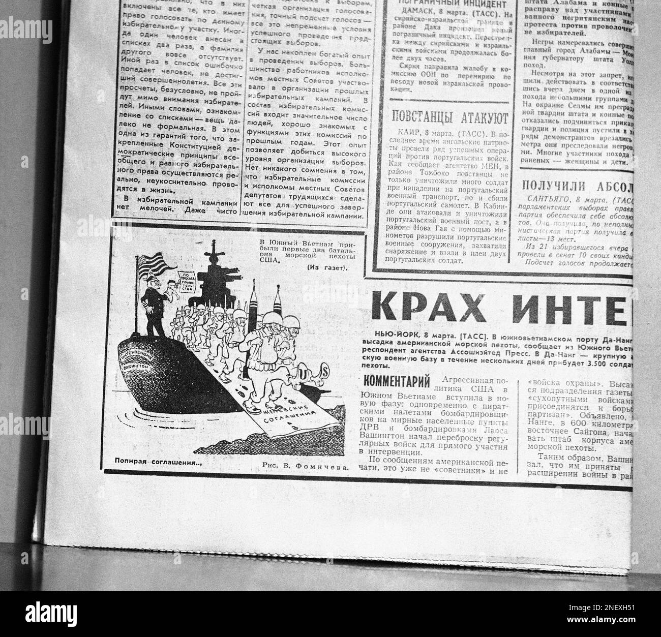 Izvestia Lampoons marine leading this cartoon, appearing on March 8 ...