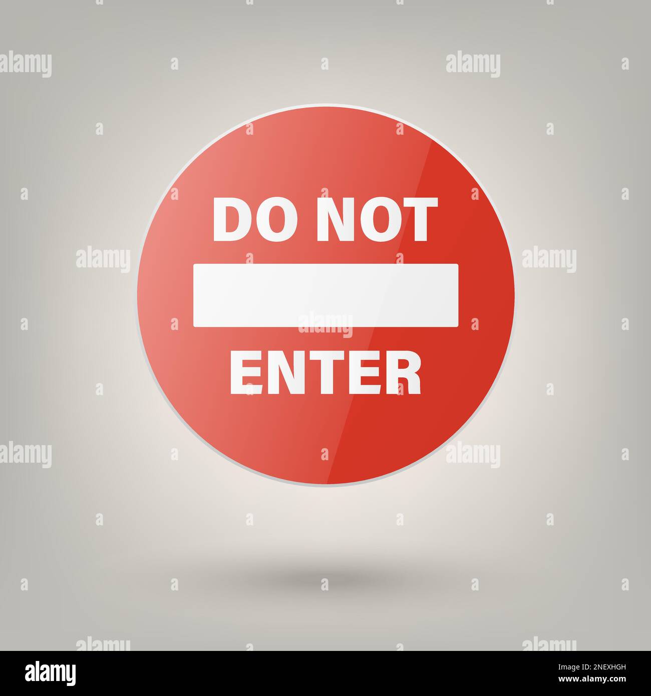 Do Not Enter. Vector White and Red Round Glossy Prohibition Stop Sign ...