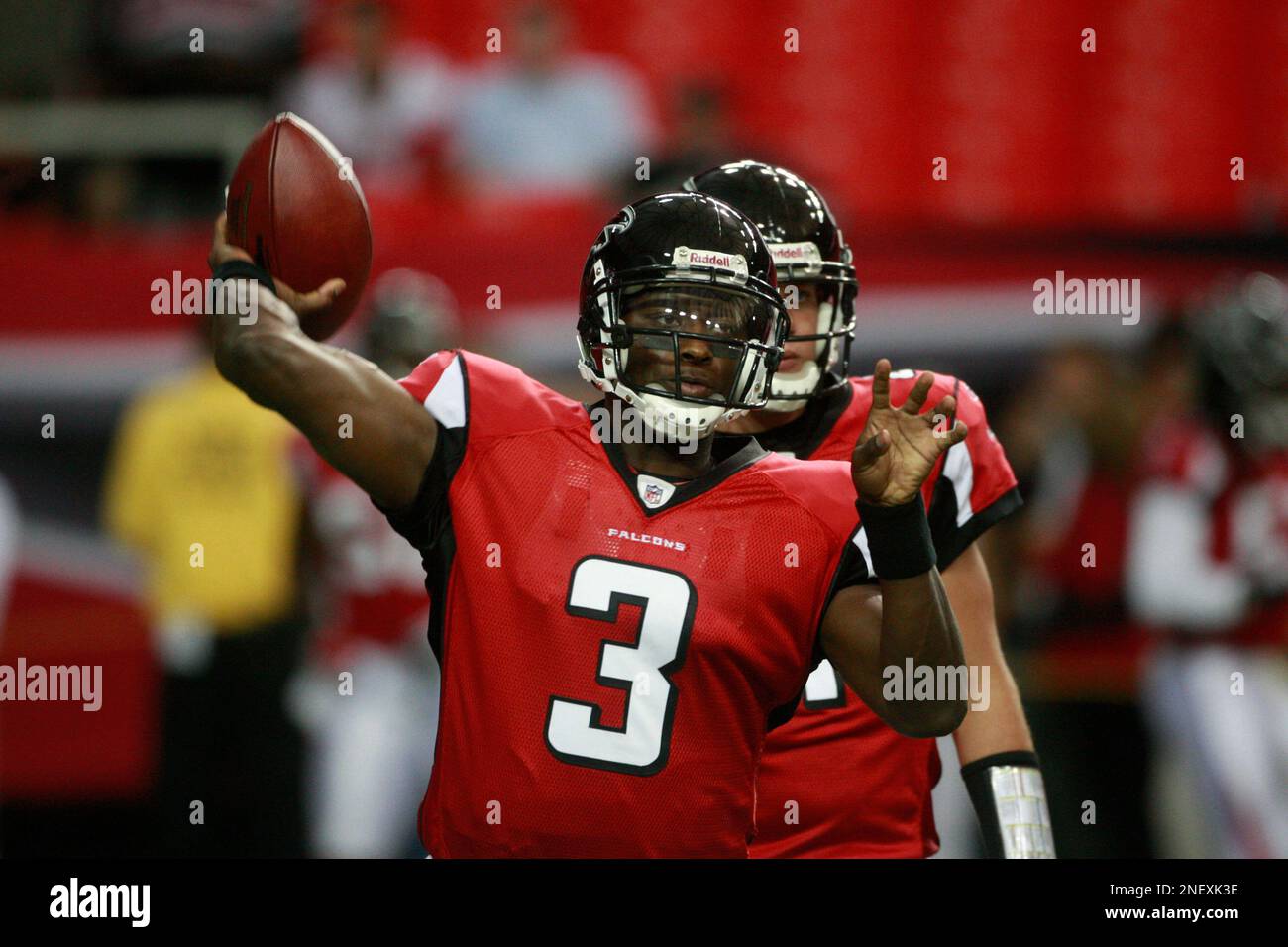 Atlanta Falcons quarterback D.J. Shockley throws prior to their NFL ...