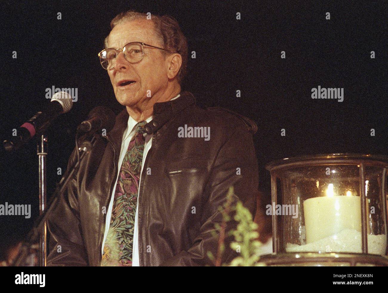 Lou Brown addresses a crowd of about 400 people gathered at Salt Creek ...