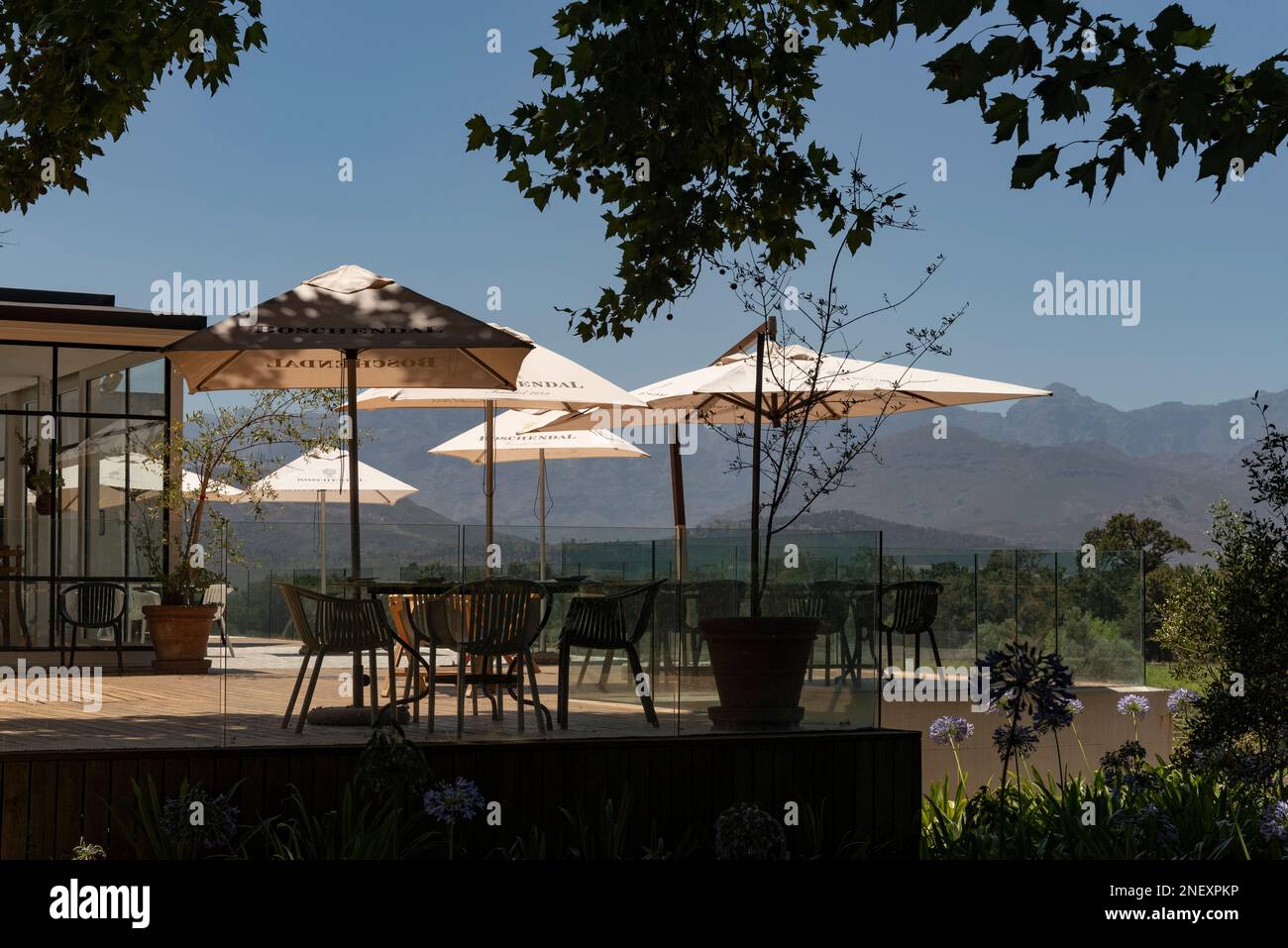 Western Cape, South Africa. 2023. Countryside lunch setting with tables ...