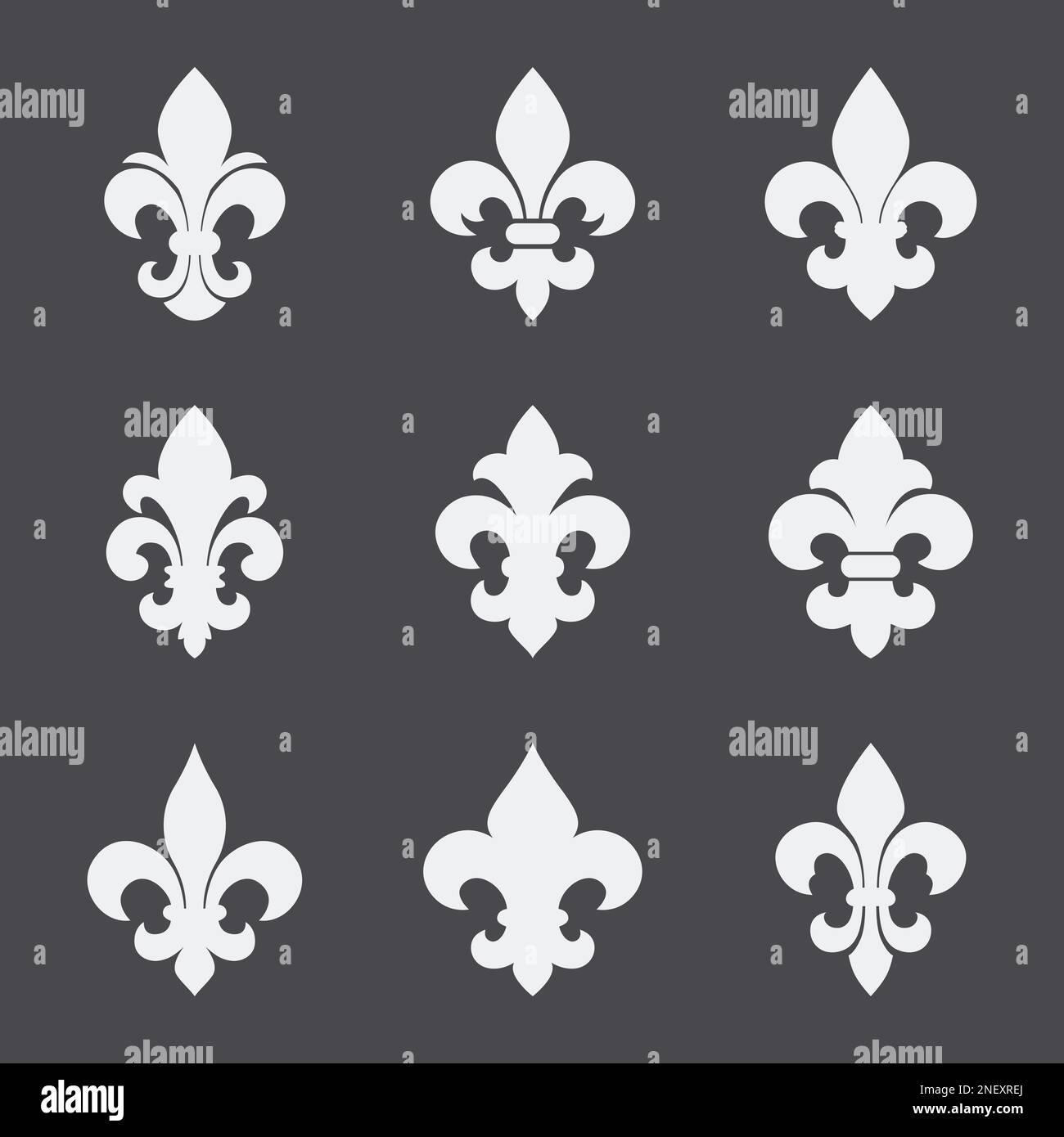 Fleur De Lis Set. Heraldic Lily Icon Collection, Vector Illustration ...