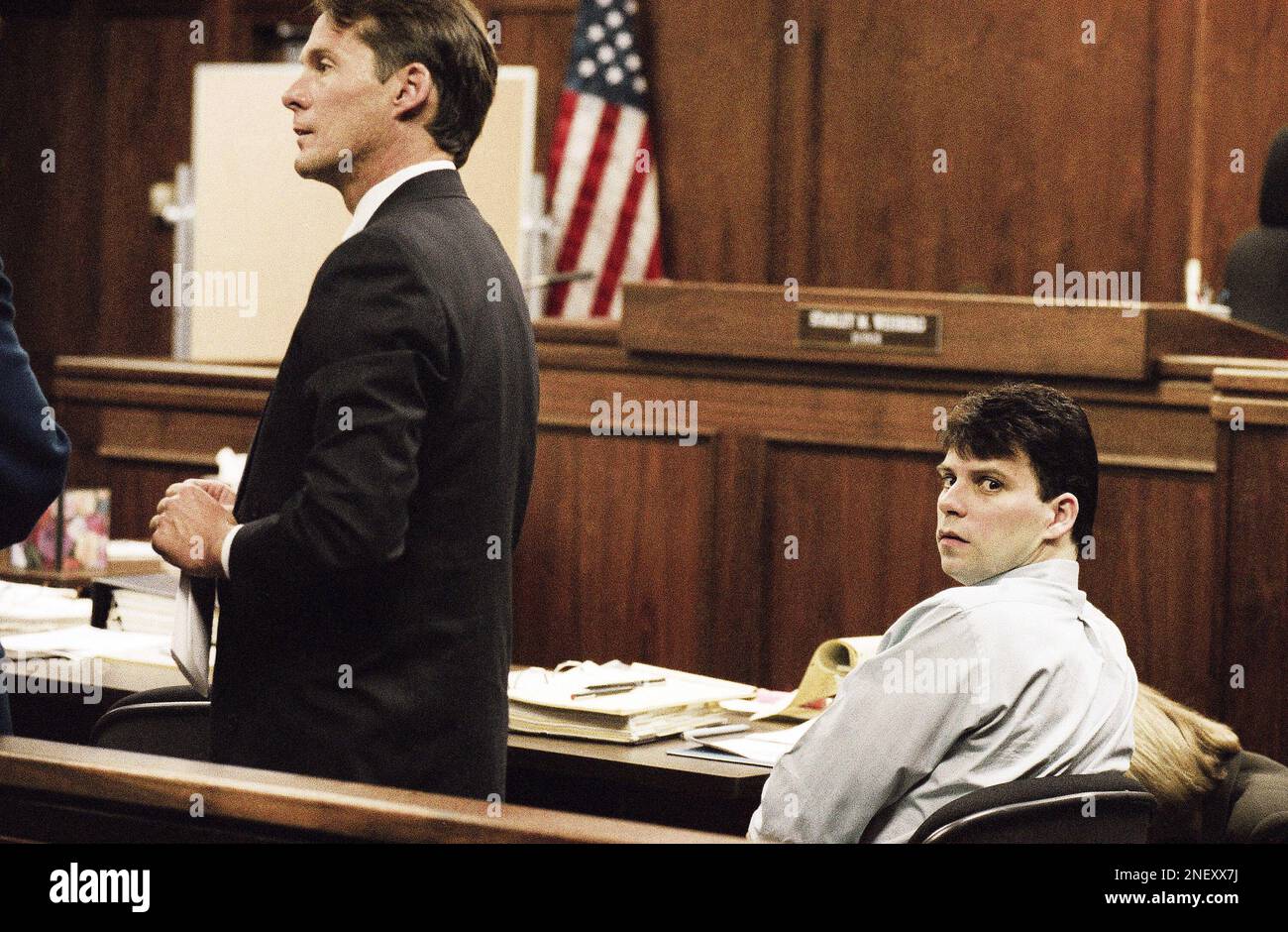 Lyle Menendez sits in Van Nuys, Calif. court, July 21, 1993, during the ...