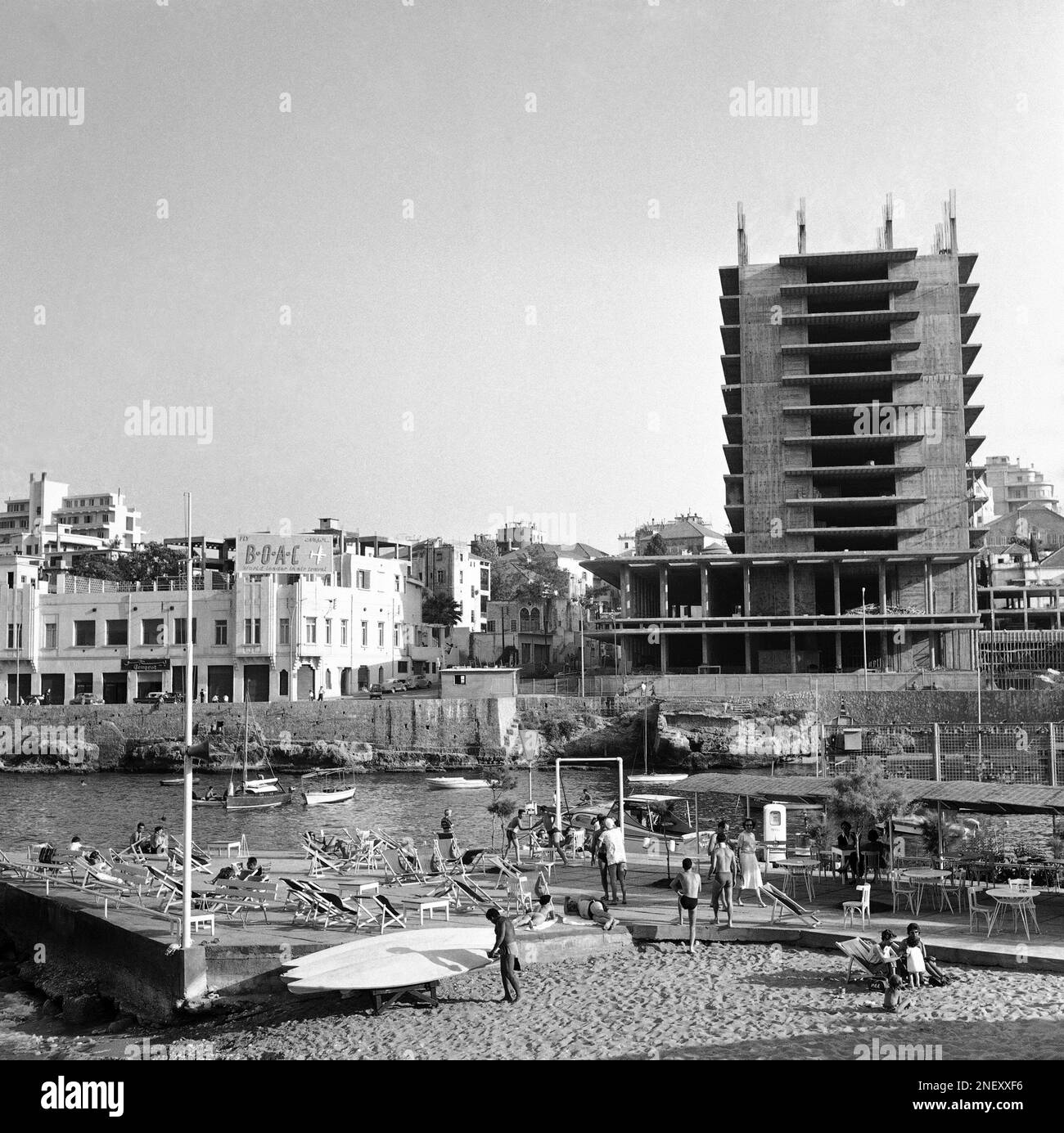 Partial view of St. George’s Bay, in the port of Beirut, with a modern ...