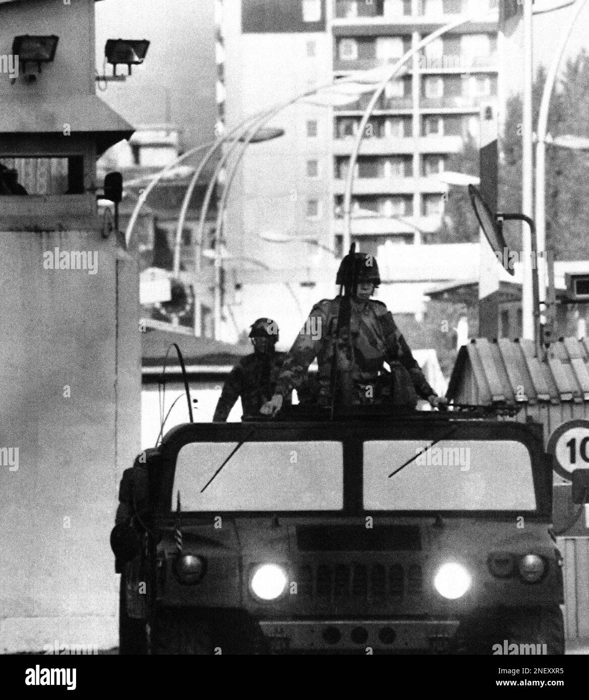 U.S. servicemen pass checkpoint Heinrich-Heine-Strasse in Berlin on ...