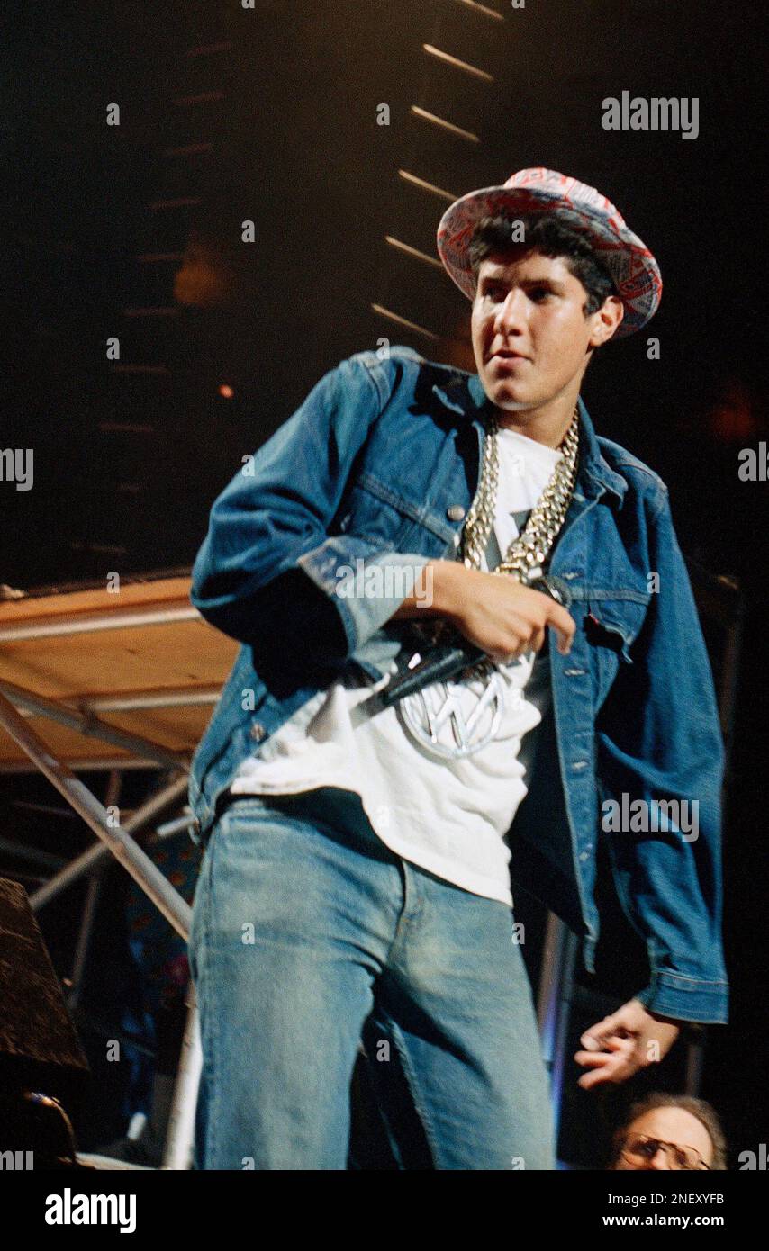 Mike D (Mike Diamond) of the Beastie Boys, is shown performing at ...
