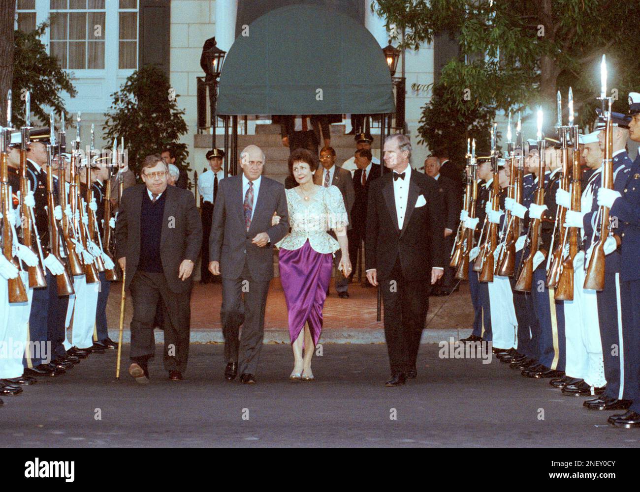South African President F.W. de Klerk, second from left, and his wife ...