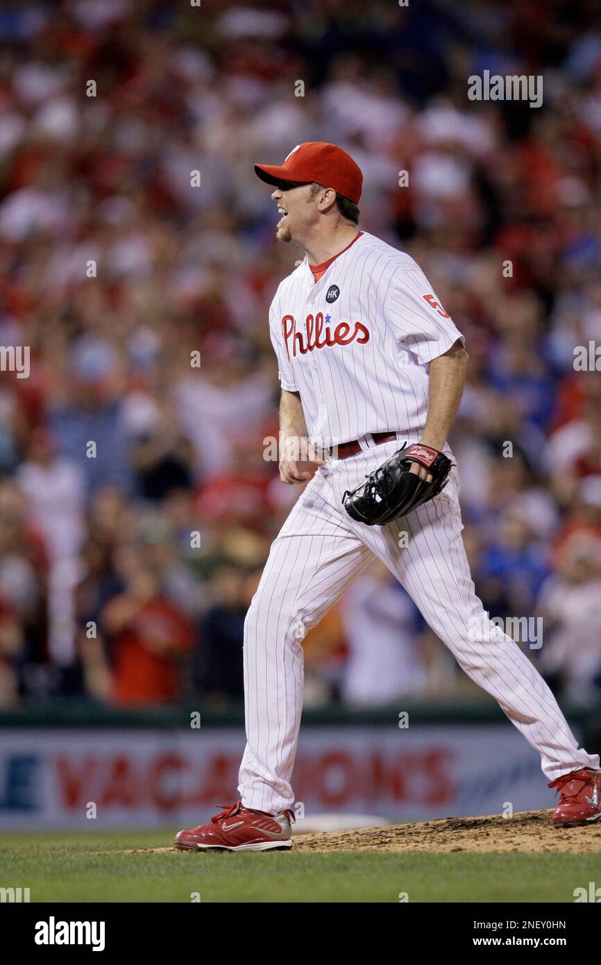 Philadelphia Phillies pitcher Brad Lidge during a baseball game against ...