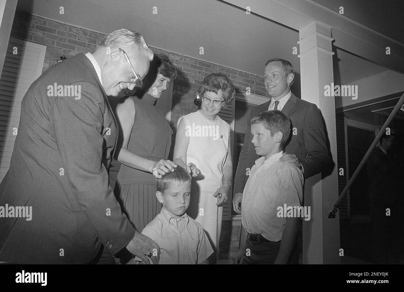 Astronaut Neil Armstrong, right, is shown with his family tonight after ...