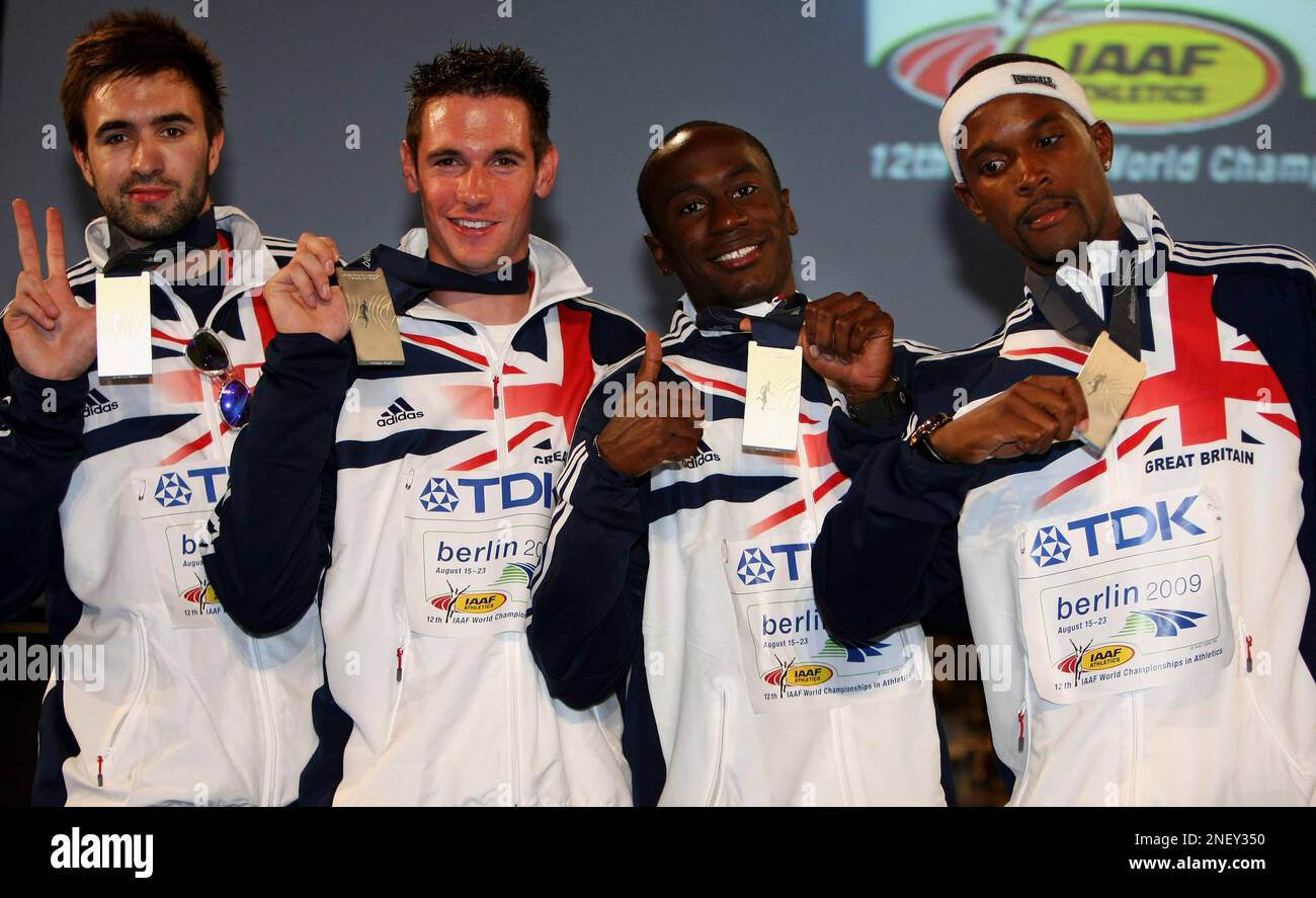 Britain's Conrad Williams, Michael Bingham, Martyn Rooney and Robert ...