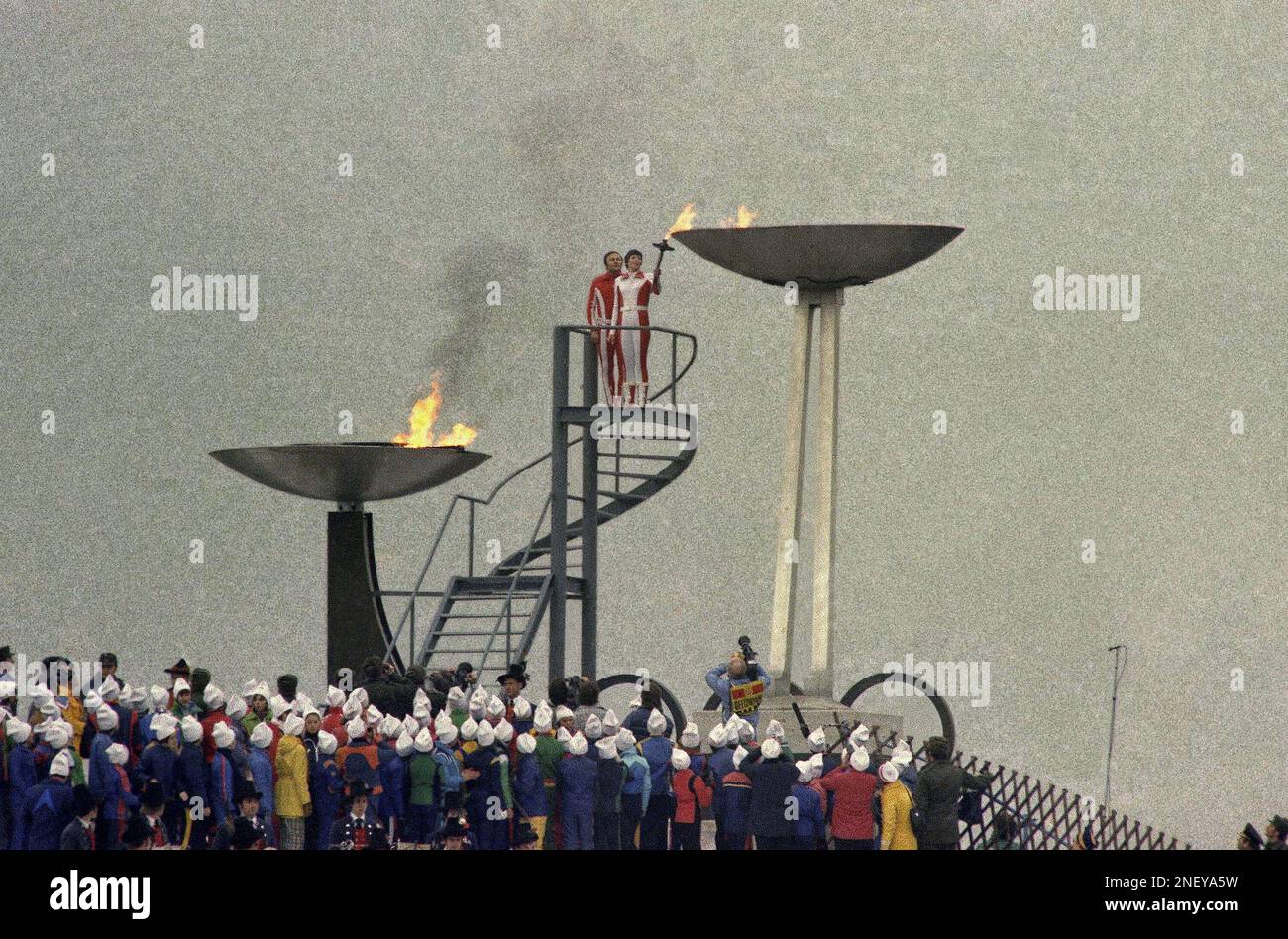 General shots of the opening ceremonies of the 1976 Winter Olympic ...