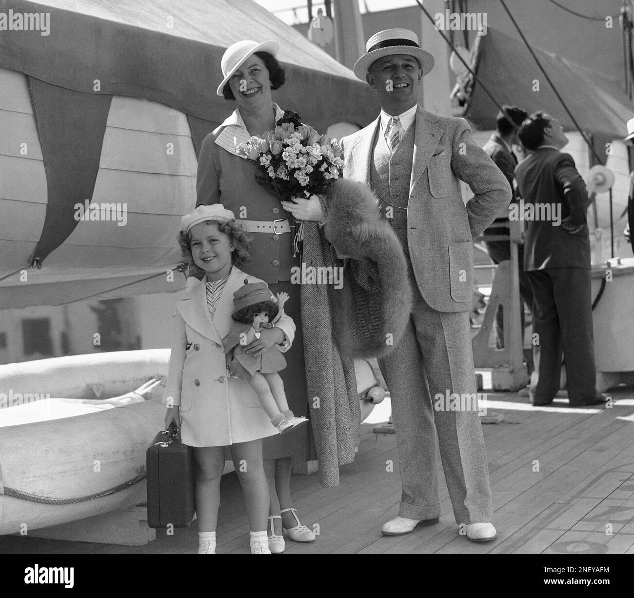 Shirley Temple, child film star, and her parents, Mr. and Mrs. George ...