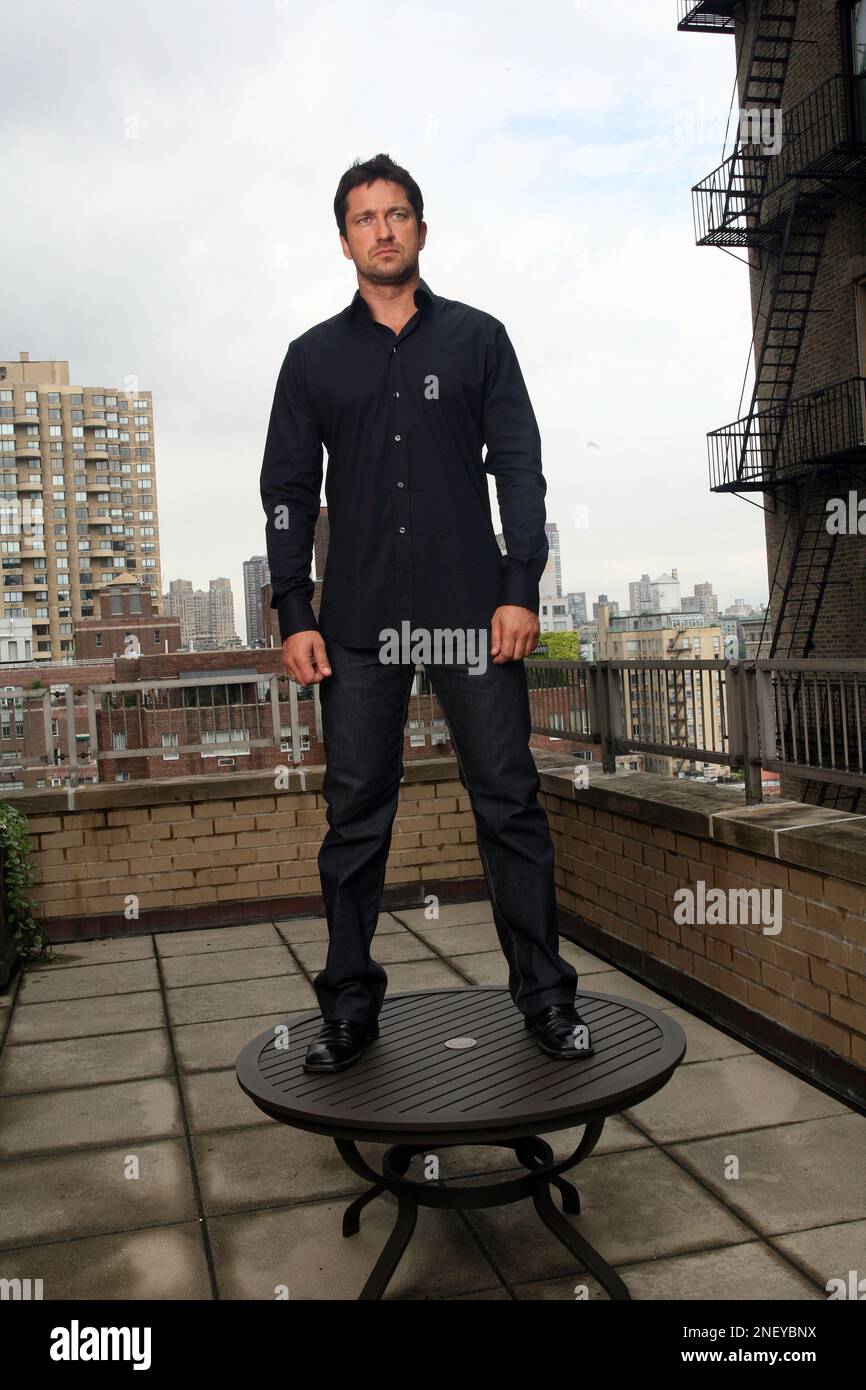 Scottish actor Gerard Butler poses at the Regency Hotel, in New York ...