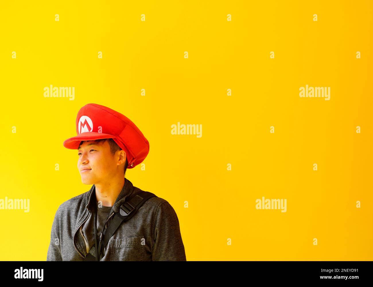 Isaiah Shinn of Los Angeles wears a hat inspired by the Nintendo video ...