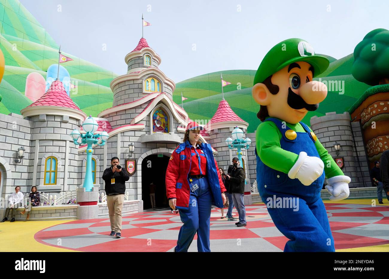 The Nintendo video game character "Luigi" walks through the main plaza ...