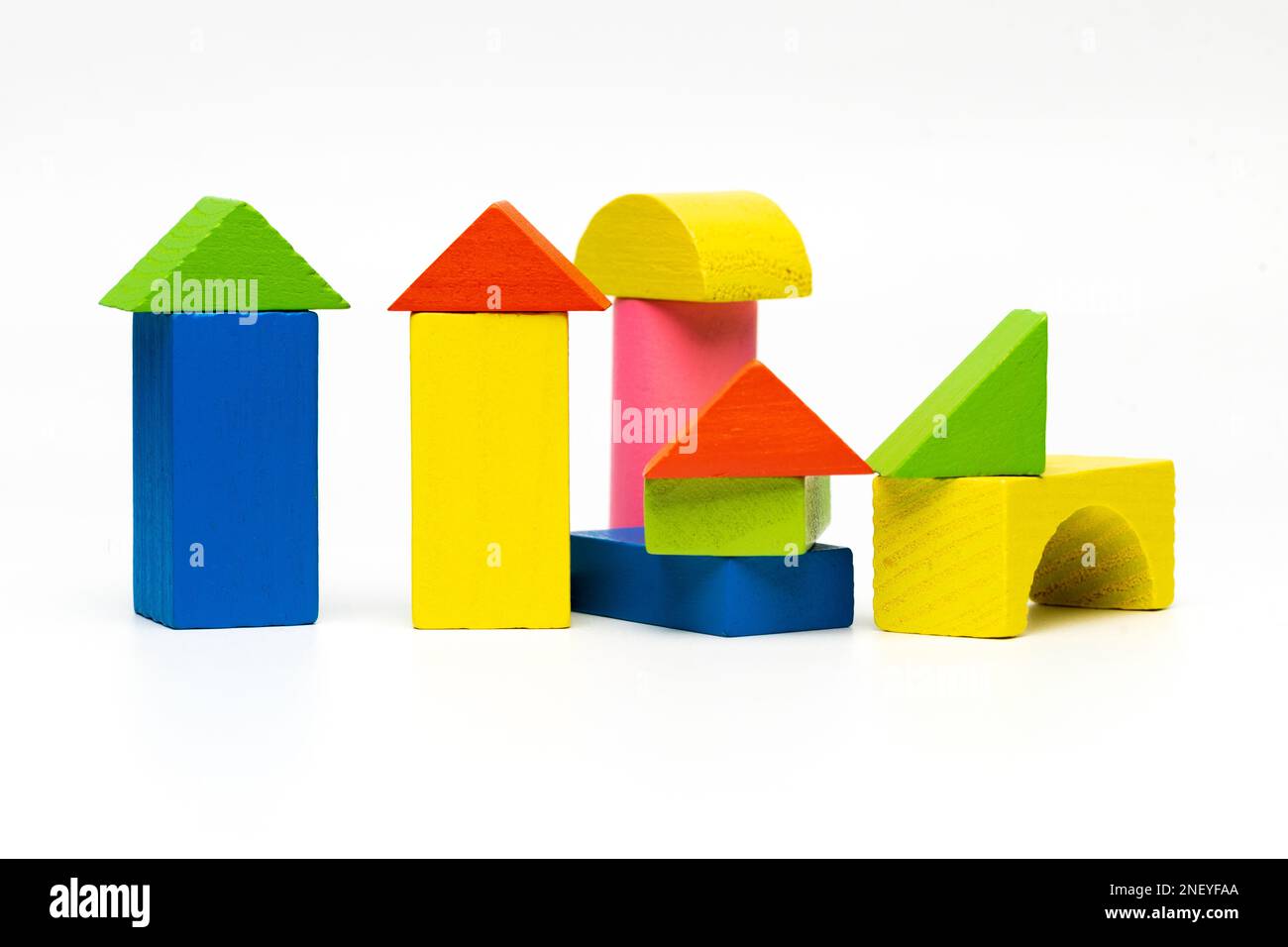 house toy blocks isolated white background, little wooden home, A ...