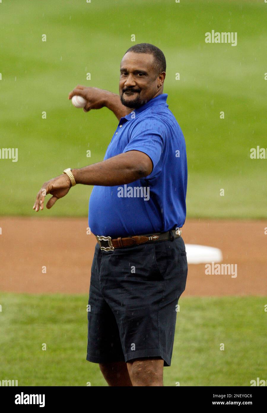 Boston Red Sox Hall of Famer Jim Rice throws out the ceremonial first ...