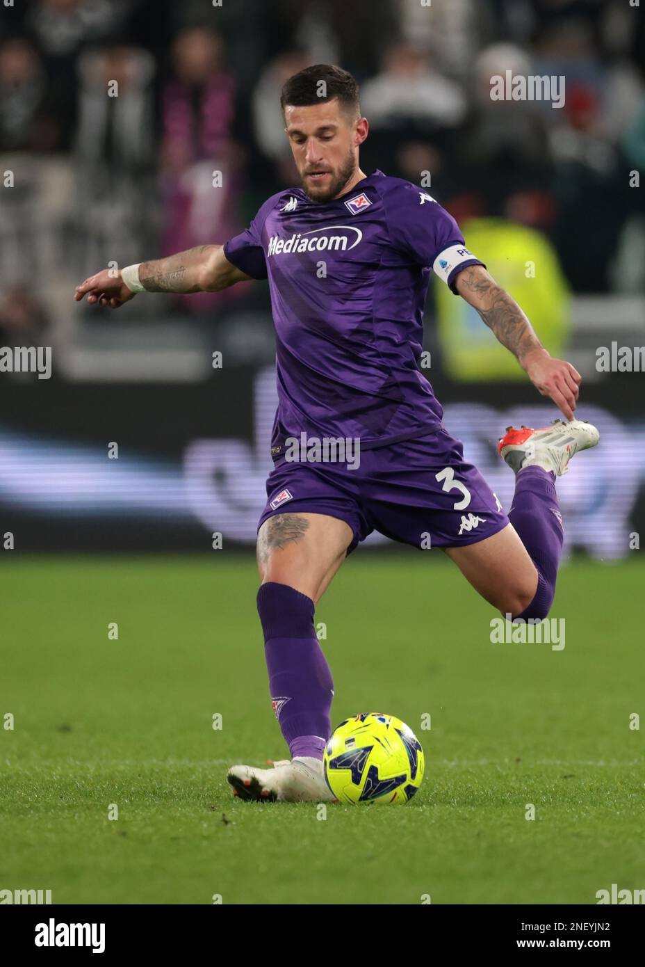 Turin, Italy, 12th February 2023. Cristiano Biraghi of ACF Fiorentina ...